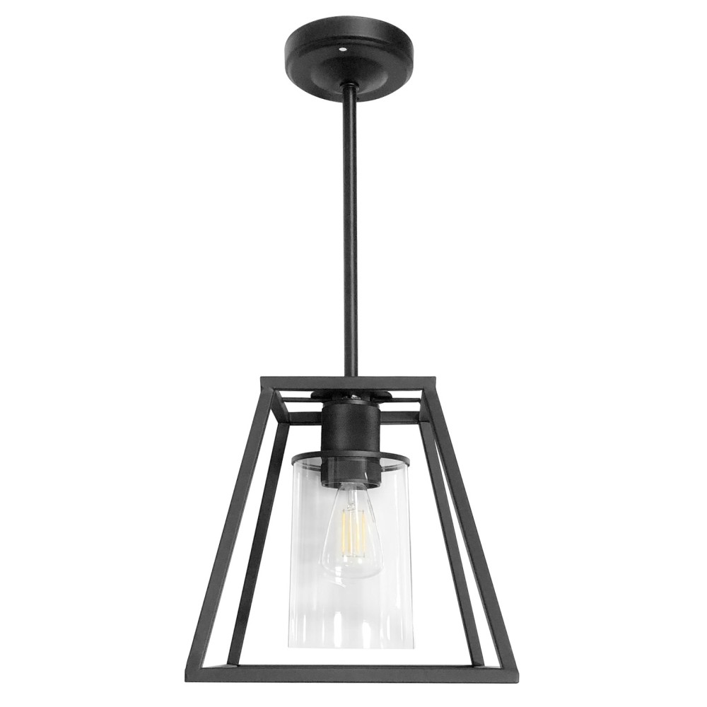 19.8'' LED Trapezoid Frame Pendant Light with Replaceable Edison Bulb